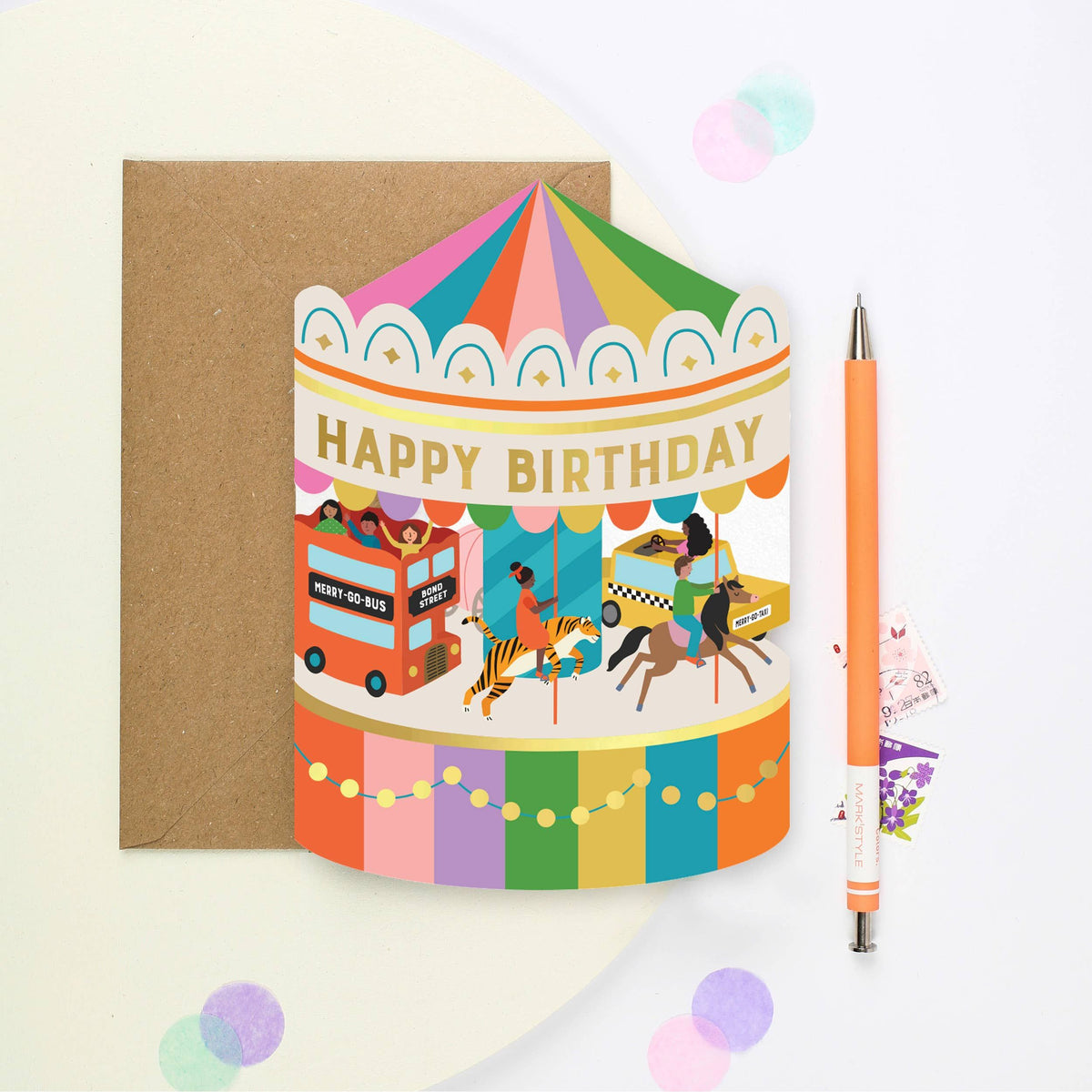Fairground Carousel Birthday Card – Freda & Bert - Gift Shop Cambridge