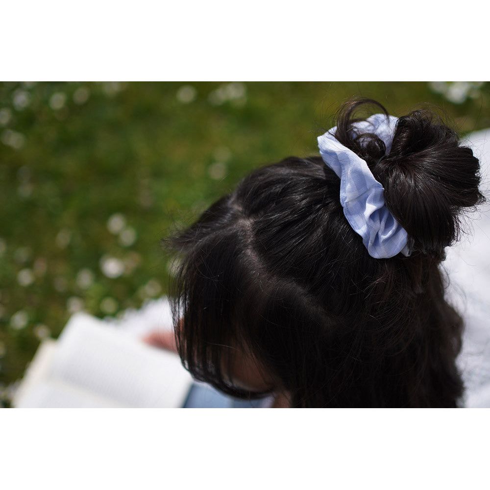 Light Blue Gingham Scrunchie – Freda & Bert - Gift Shop Cambridge