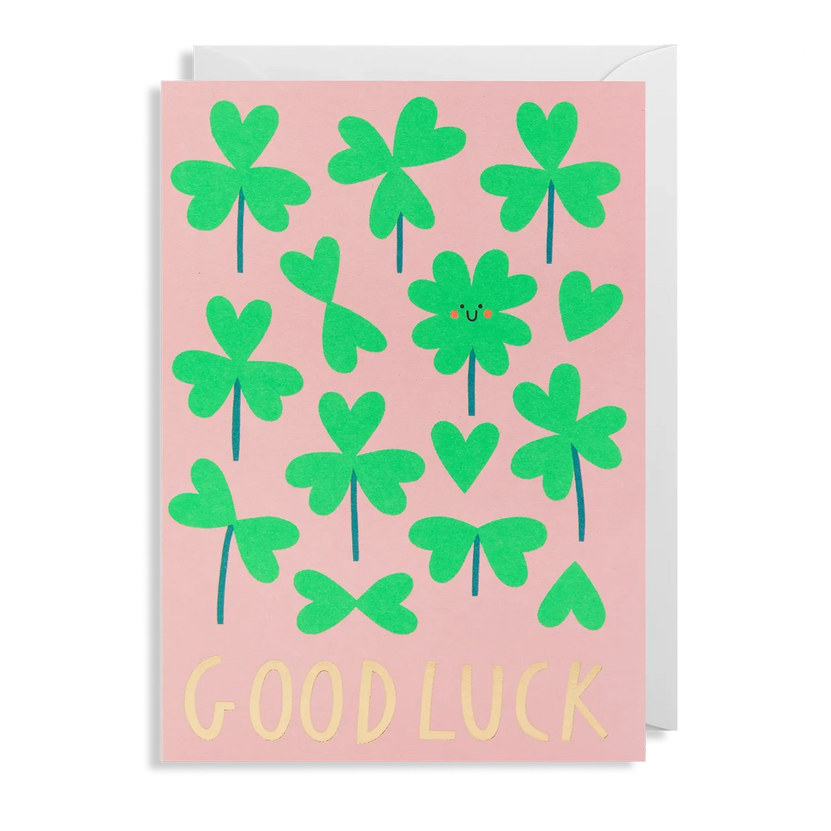 Smiley Good Luck Clovers Card – Freda & Bert - Gift Shop Cambridge