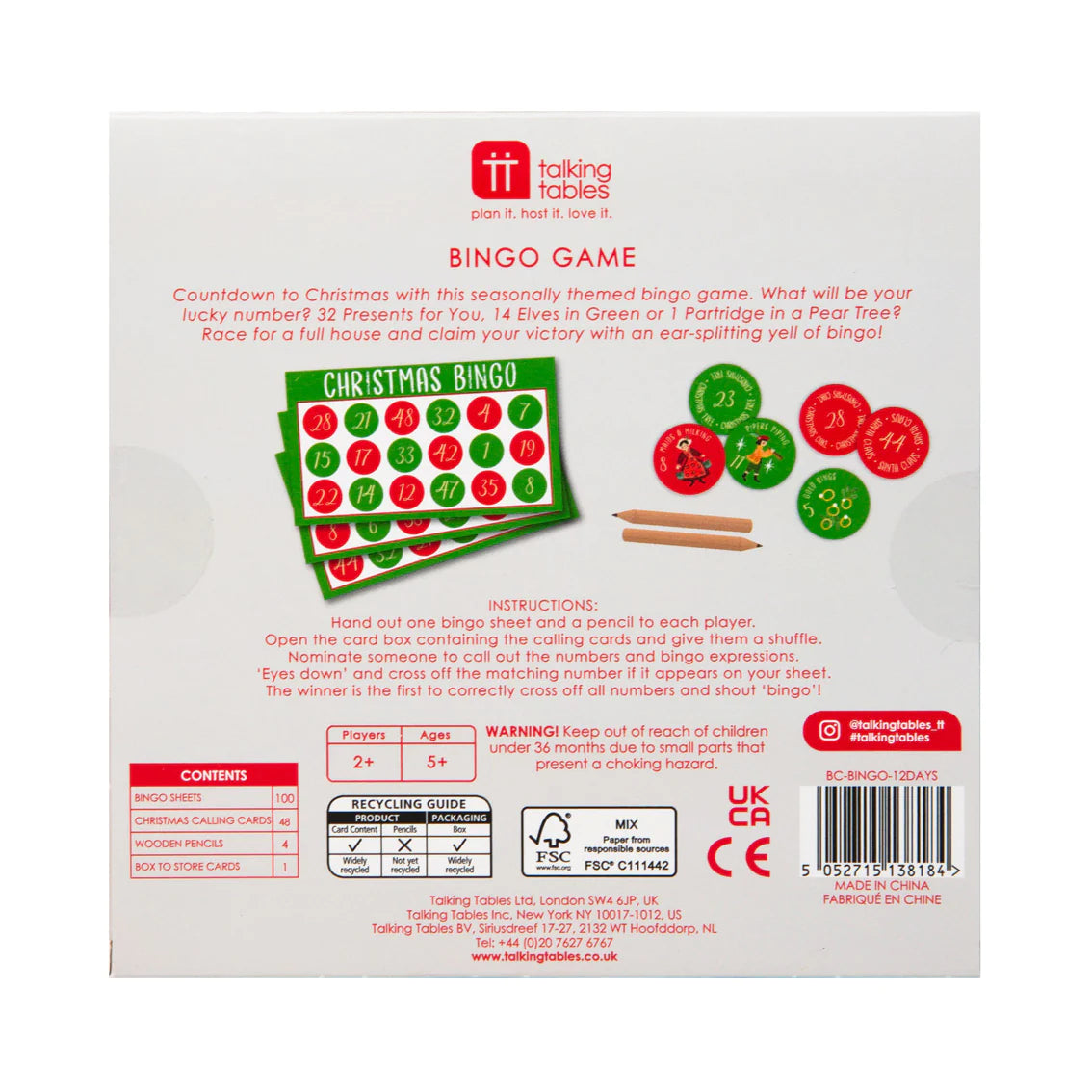 Christmas Bingo Game – Freda & Bert - Gift Shop Cambridge