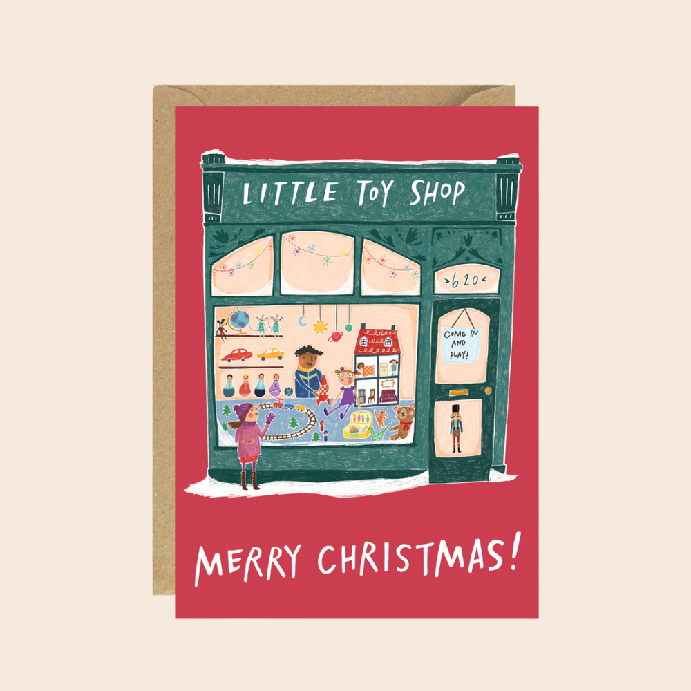 Christmas Toy Shop Card – Freda & Bert