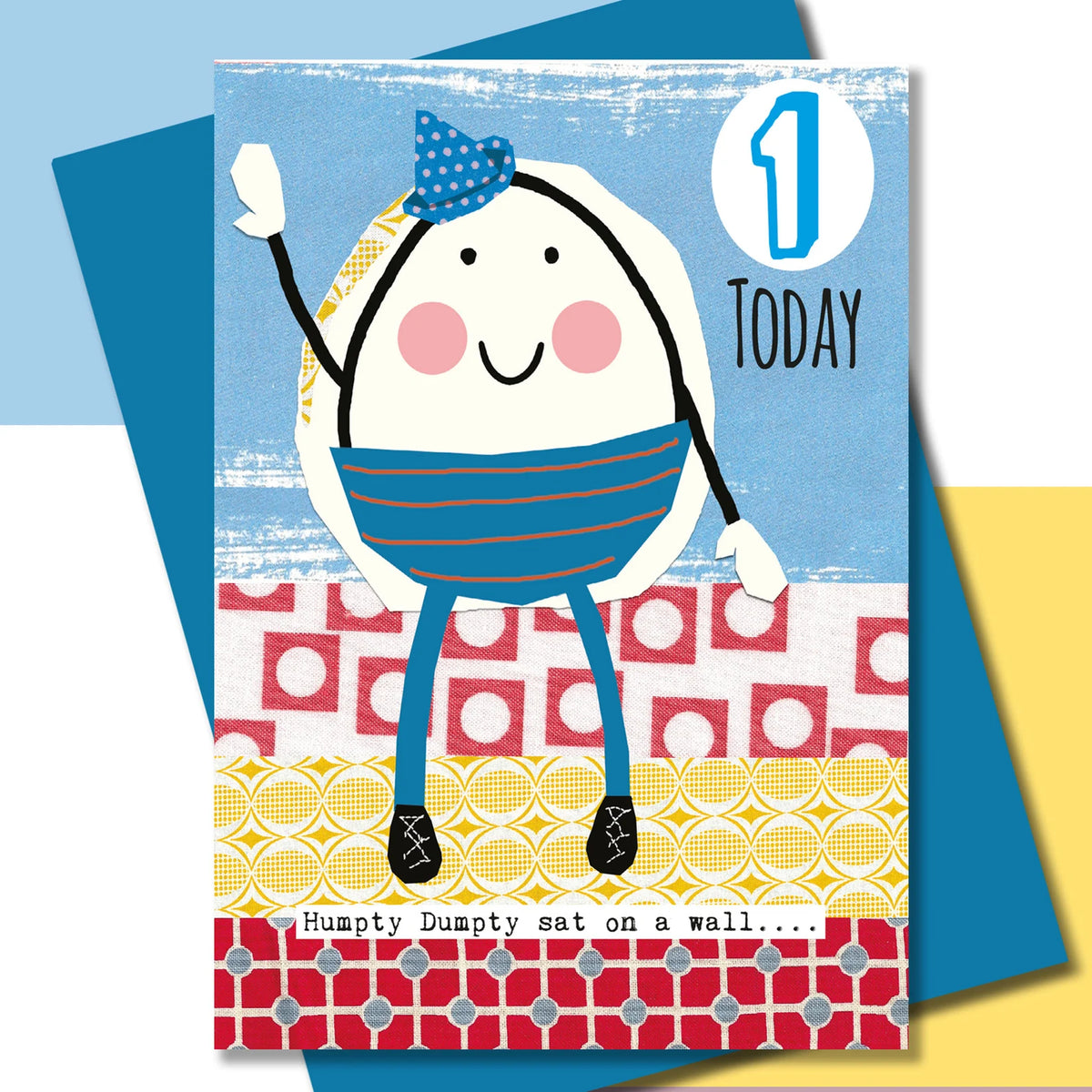 1st Birthday Humpty Dumpty Blue Card – Freda & Bert - Gift Shop Cambridge