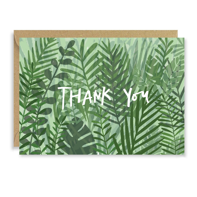 Thank You Green Leaves Card – Freda & Bert - Gift Shop Cambridge