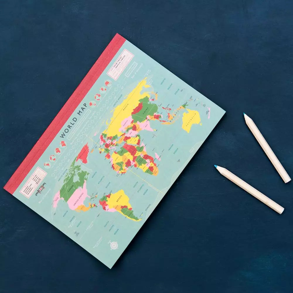 World Map A5 Notebook – Freda & Bert