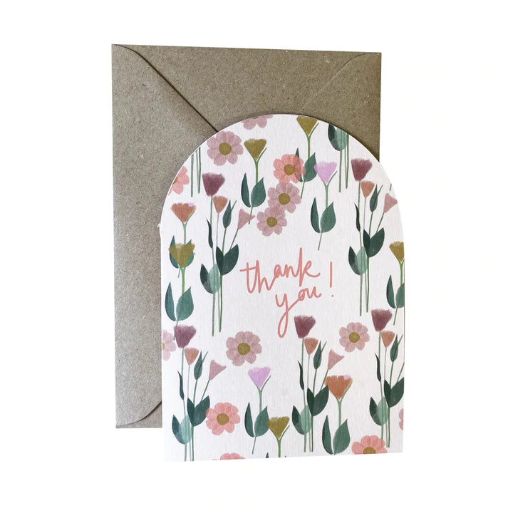 Thank You Floral Curved Card – Freda & Bert